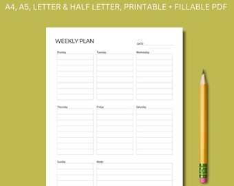 Weekly Planner Printable to Do List, Minimal Weekly Schedule, Weekly ...