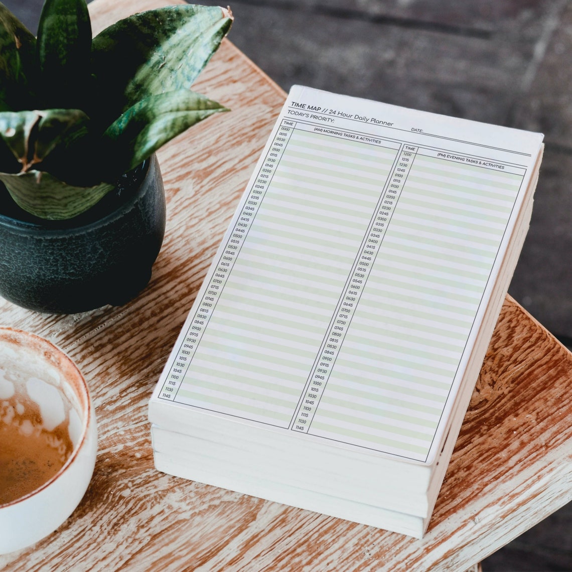 Time Map Daily Planner Printable Download 24 Hour Planner - Etsy