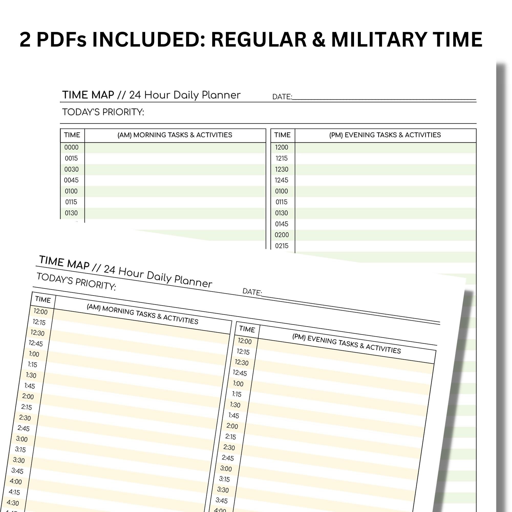 Time Map Daily Planner Printable Download 24 Hour Planner - Etsy