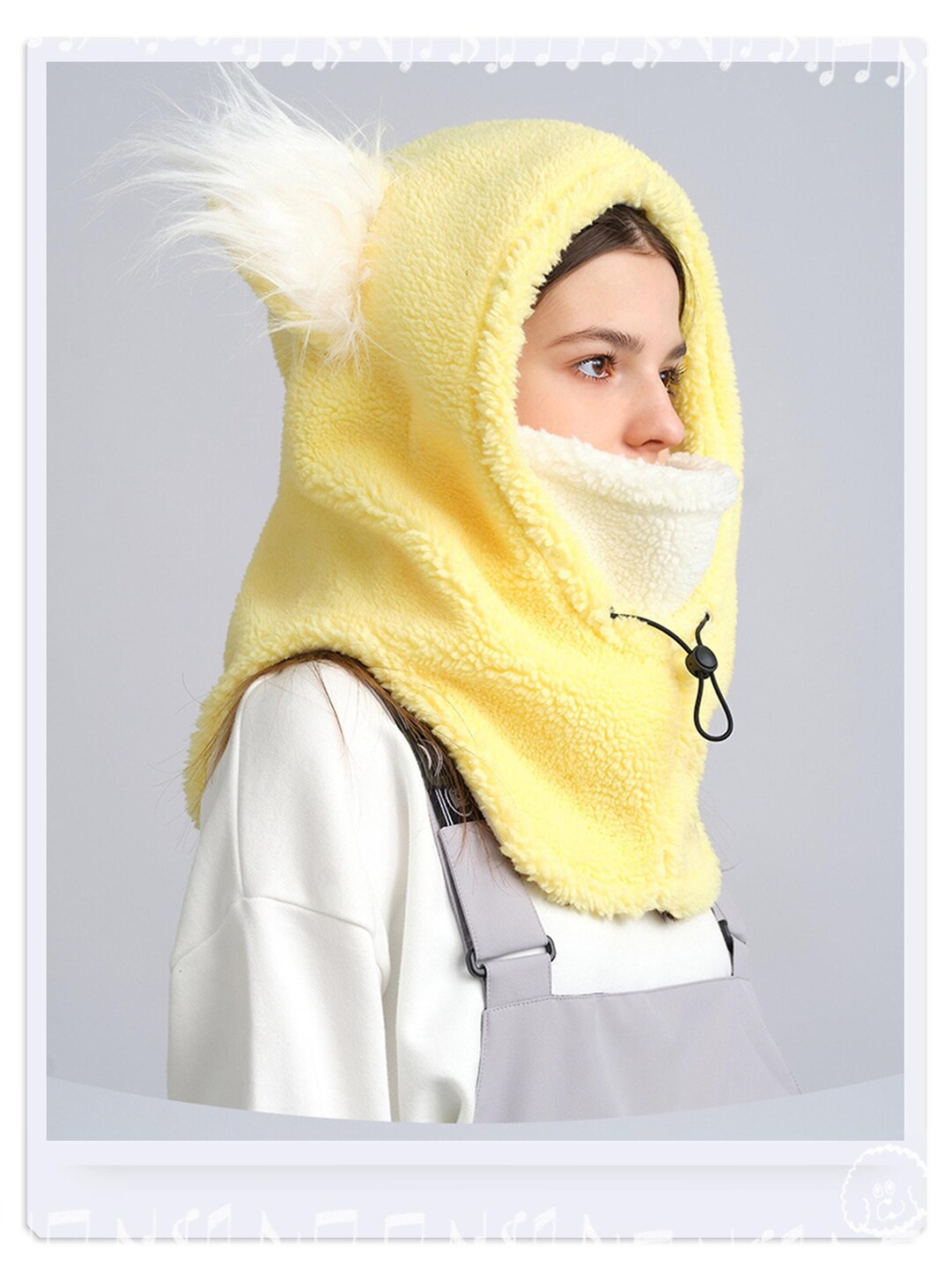 Yellow Cat Ski Mask Balaclava Hood, Animal Knit Hat, Gifts for Her/ Him ...