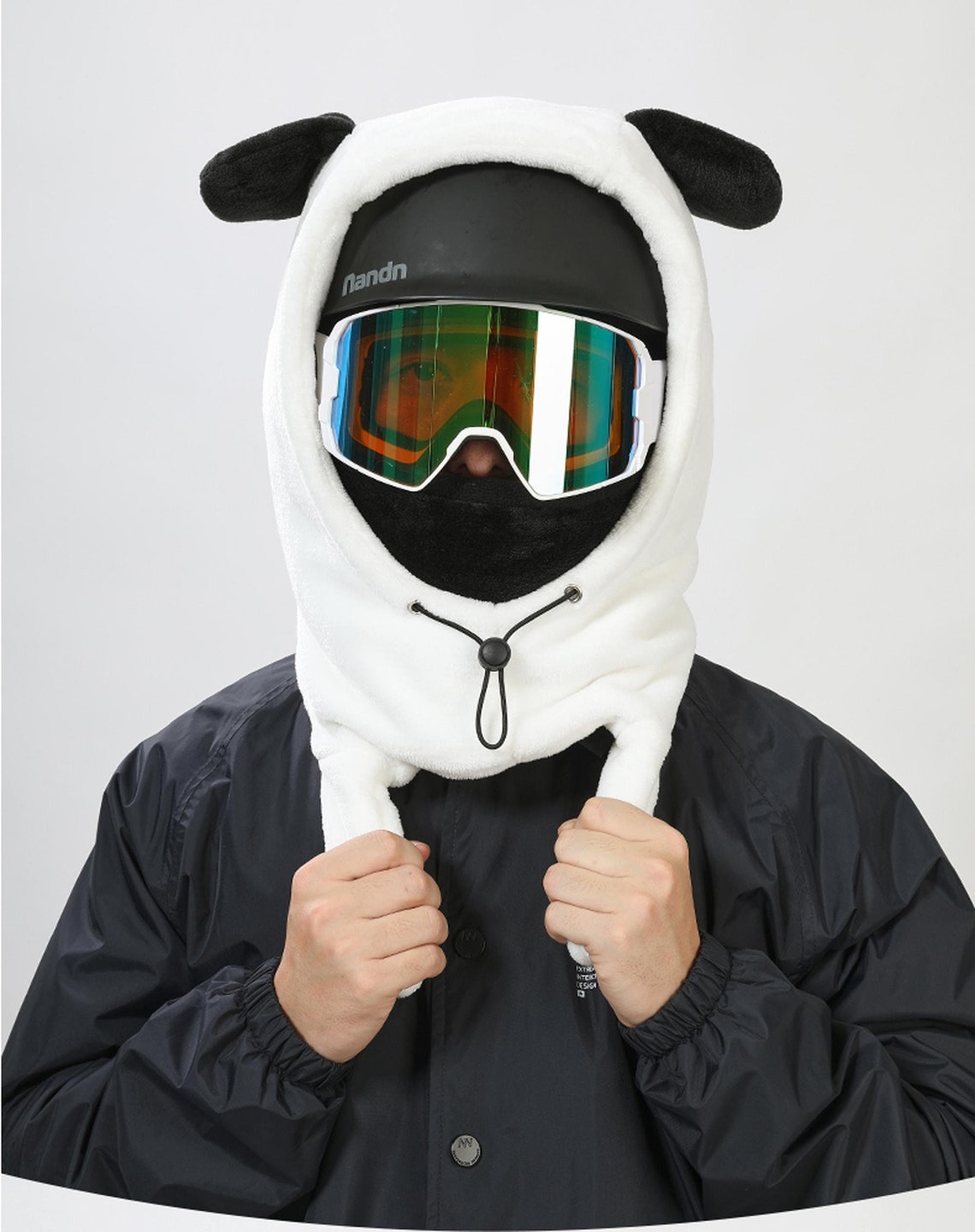 White Panda Balaclava Hood, Moving Ears Animal Hat, Gifts for Her/ Him ...