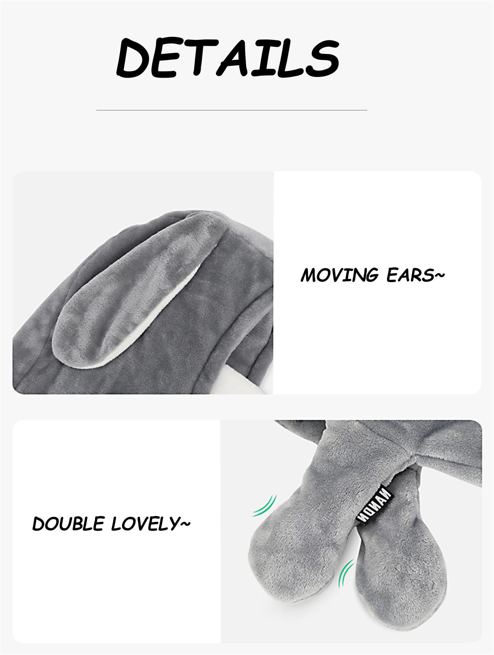 White Panda Balaclava Hood, Moving Ears Animal Hat, Gifts for Her/ Him ...