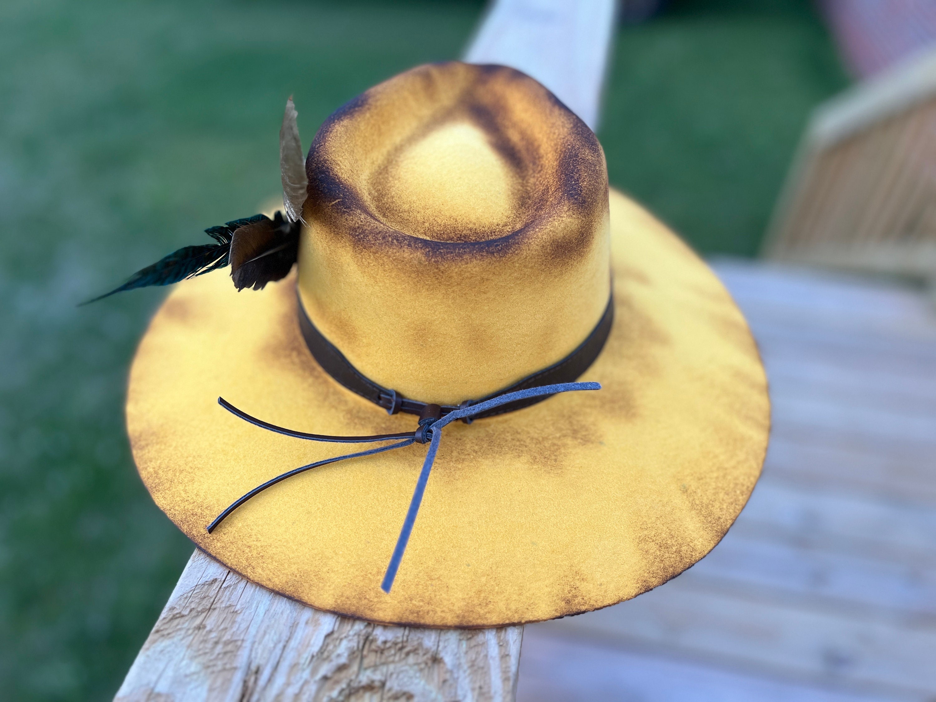 The Summer Hand Burned Rancher Hat Custom Cowgirl Hat Western Bridal Gift Country Concert Wide ...