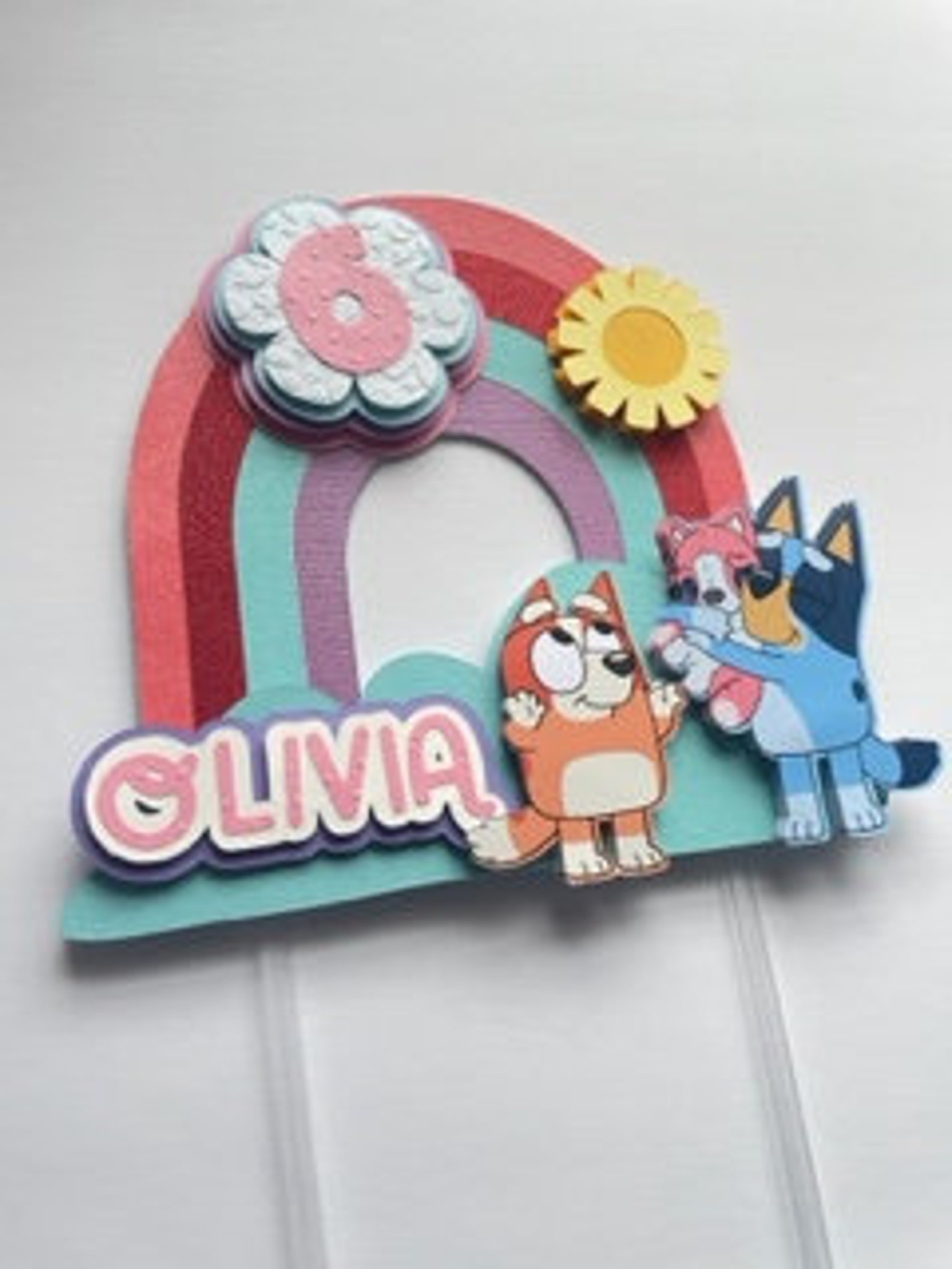 Rainbow Blue Bluey Cake Topper/centerpiece / Party Decor - Etsy