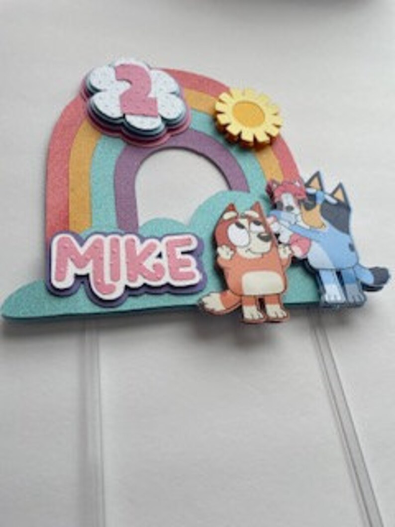 Rainbow Blue Bluey Cake Topper/centerpiece / Party Decor - Etsy
