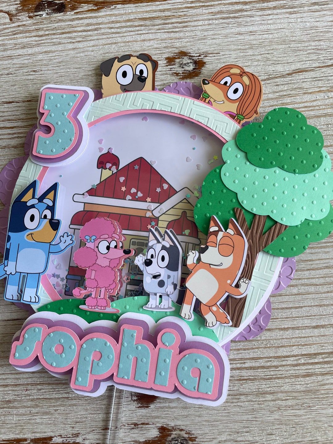 Blue Dog Cake Topper | Shaker Cake Topper | Bingo Birthday | Girl ...