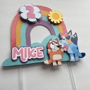 Rainbow Blue Bluey Cake Topper/centerpiece / Party Decor - Etsy