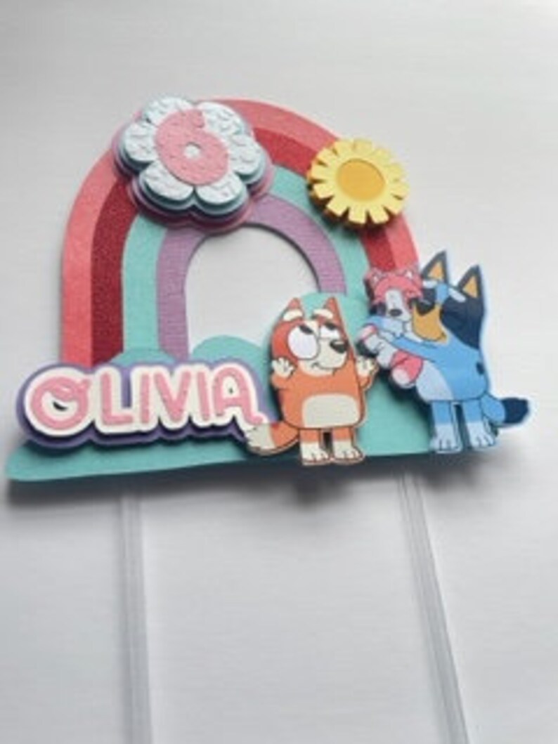 Rainbow Blue Bluey Cake Topper/centerpiece / Party Decor - Etsy