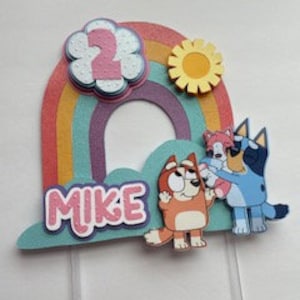 Rainbow Blue Bluey Cake Topper/centerpiece / Party Decor - Etsy