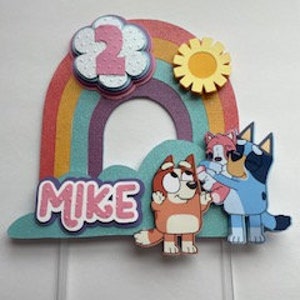 Rainbow Blue Bluey Cake Topper/centerpiece / Party Decor - Etsy