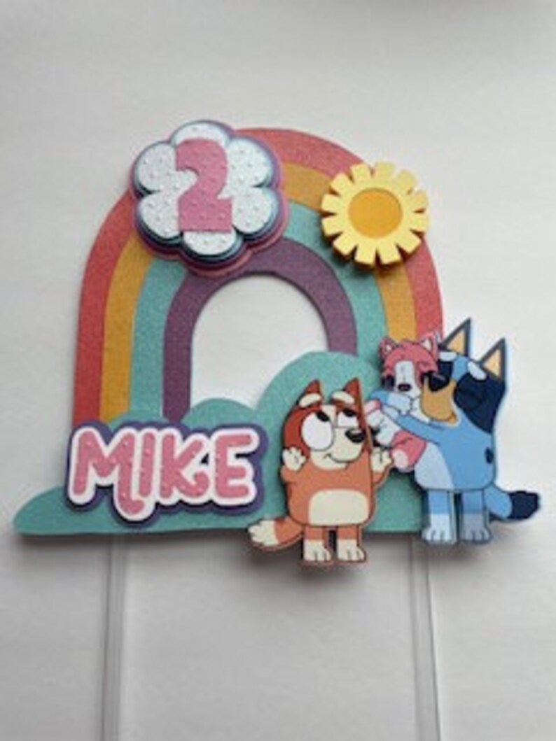 Rainbow Blue Bluey Cake Topper/centerpiece / Party Decor - Etsy