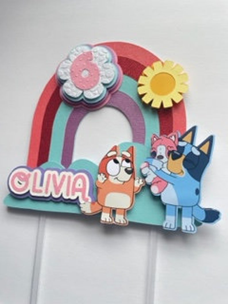 Rainbow Blue Bluey Cake Topper/centerpiece / Party Decor - Etsy