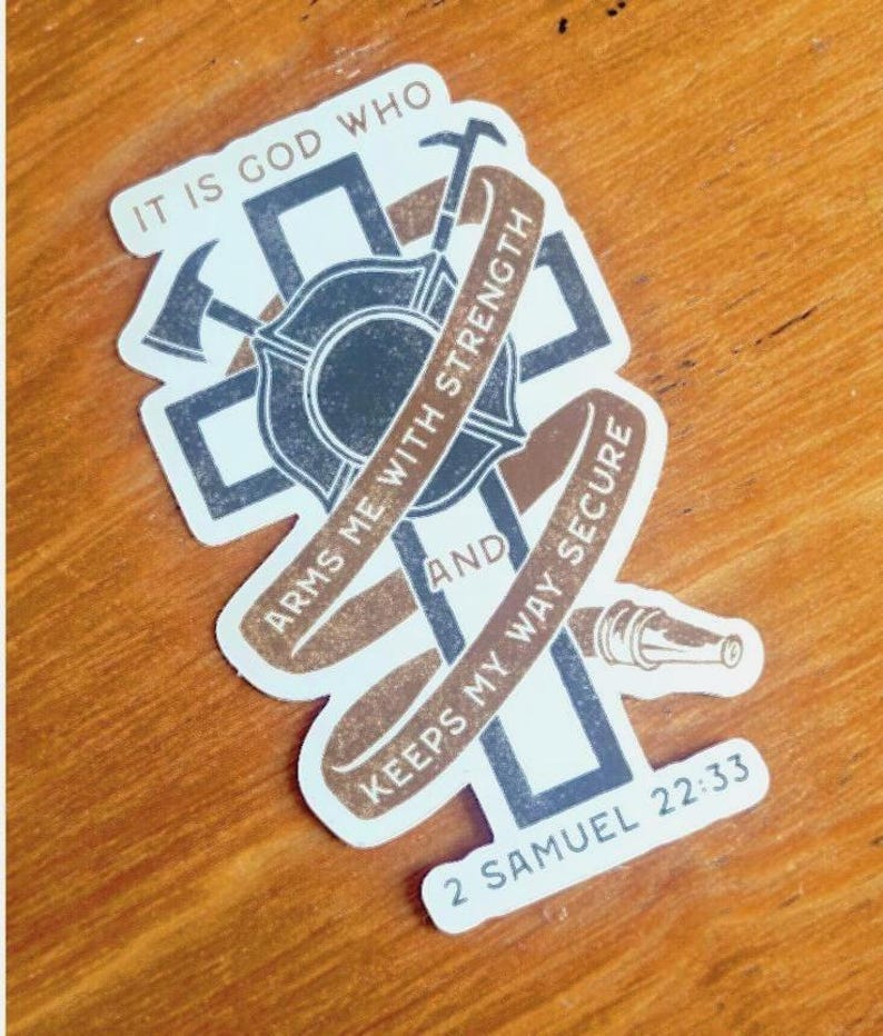 2 Samuel 22:33 Firefighter Vinyl Sticker - Etsy