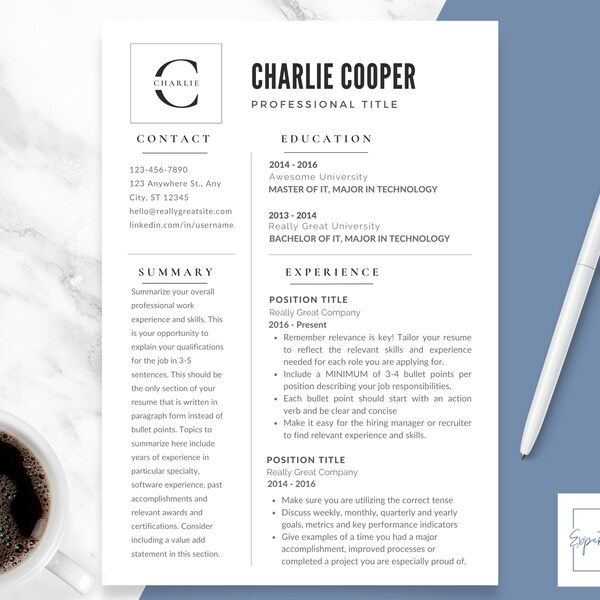 Resume Monogram - Etsy