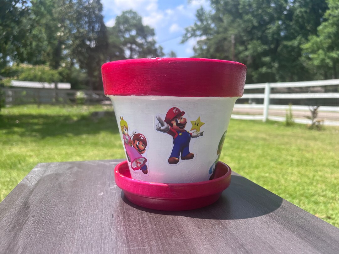 Planter 5.5 Mario Pot With Matching Drip Plate, Tapered, Man Cave ...