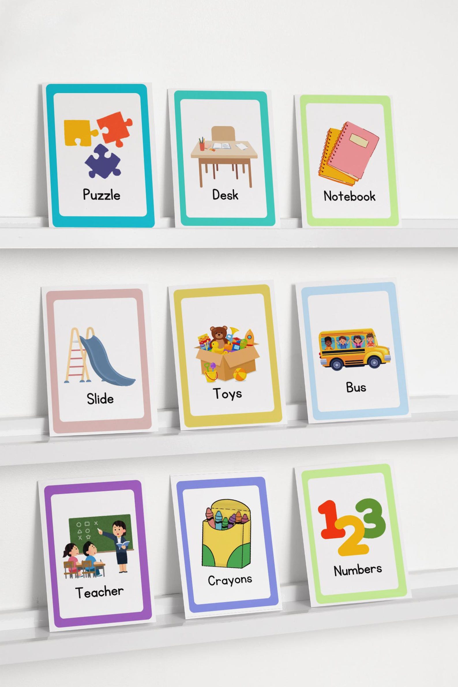 Printable School Time Flashcards for Kids, 27 Flashcards , School Time ...