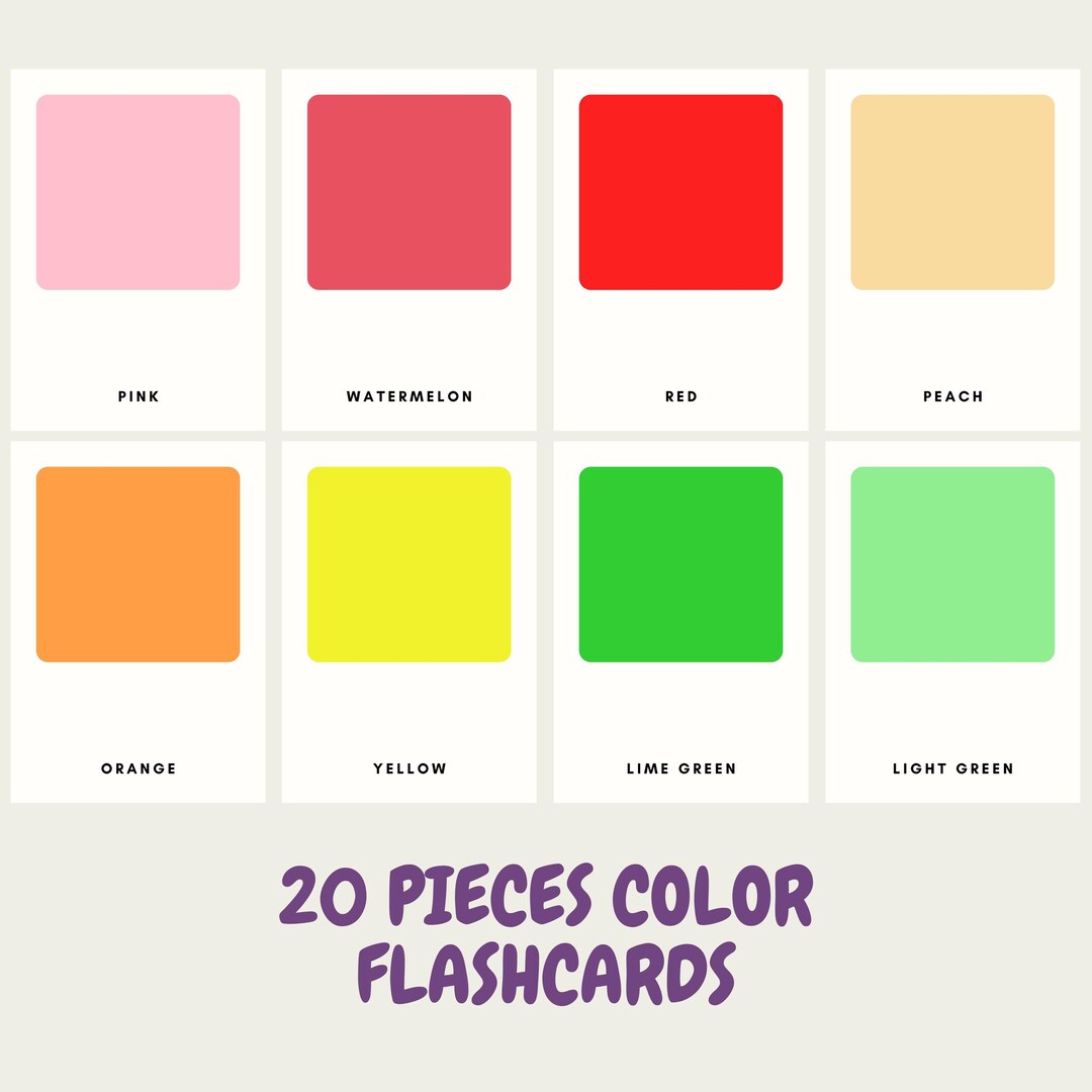 20 Colors Flashcards for Kids, Printable Home School Colors Flashcards ...