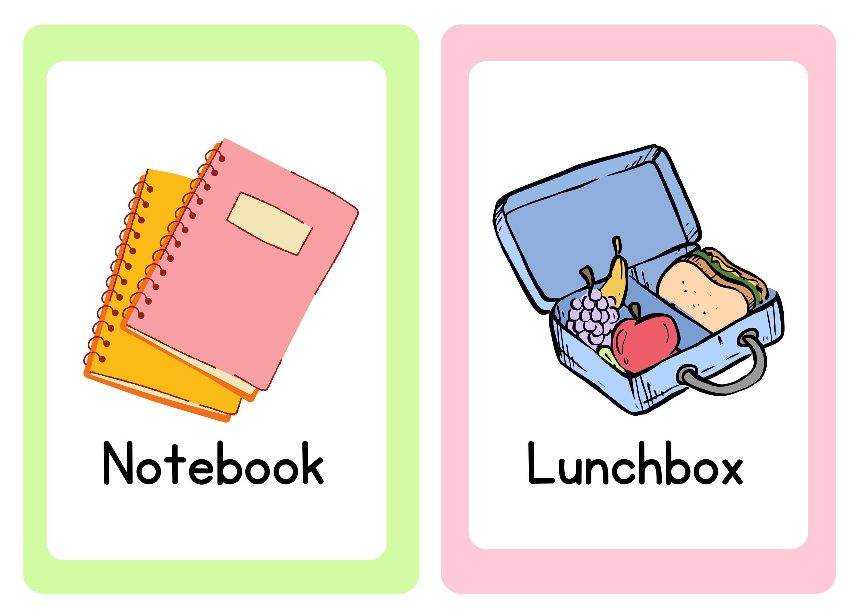 Printable School Time Flashcards for Kids, 27 Flashcards , School Time ...