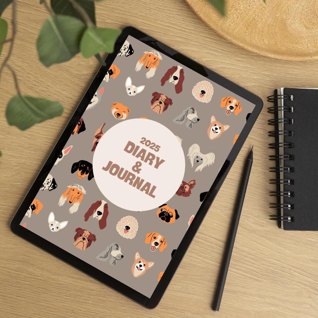 Printable Dog Themed Diary and Journal , Easy to Print Digital Diary ...