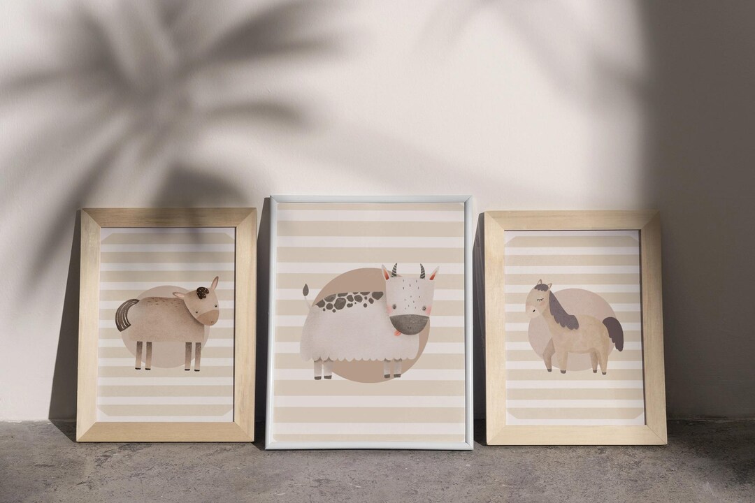 3 Pieces Animal Friends Poster for Kids Room, Boho Animal Poster for ...