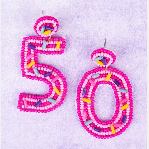 50th Birthday Beaded Earrings - Etsy
