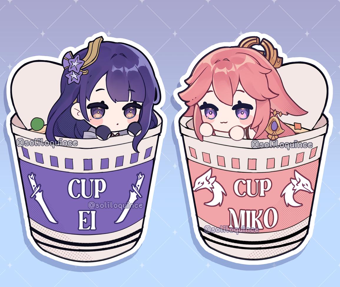 Genshin Impact Raiden Ei Yae Miko Eimiko Matching Stickers Cup Ramen - Etsy