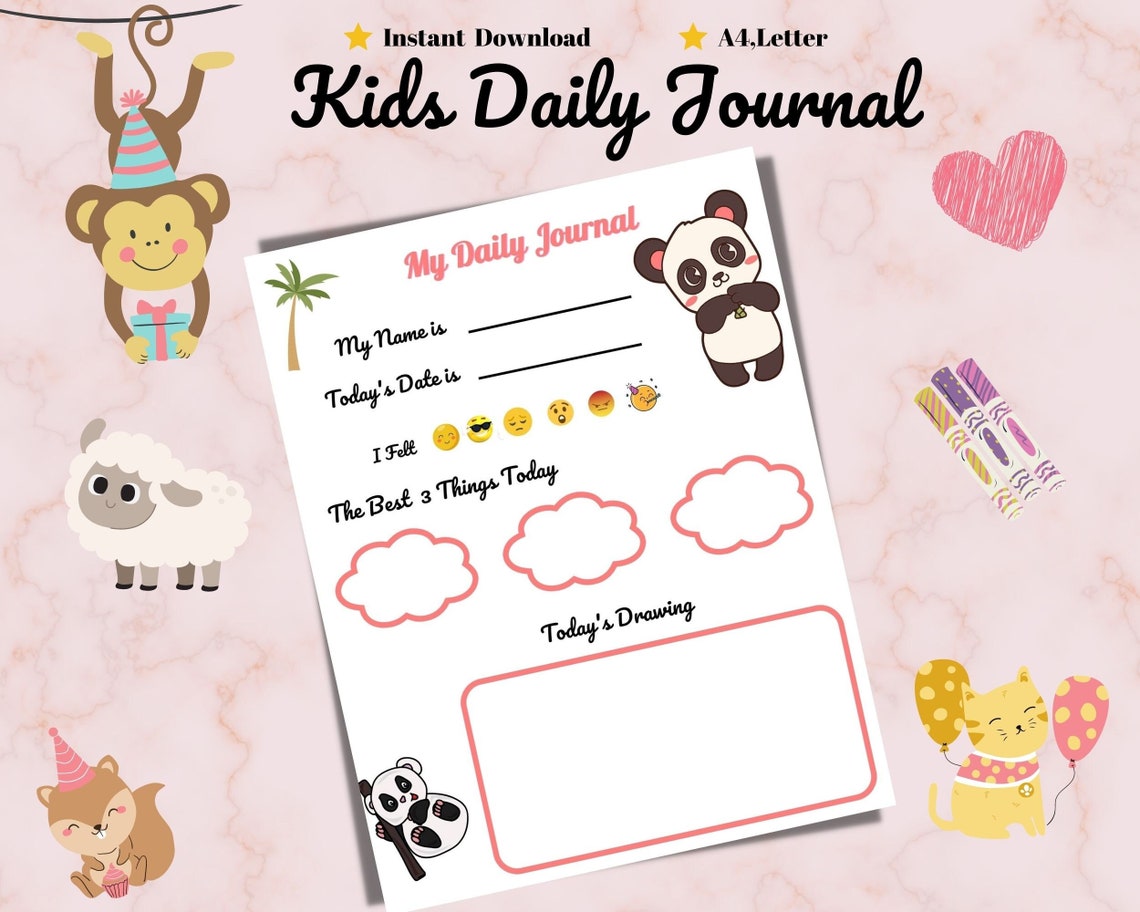 Kids Daily Journal Printable | Journal for Kids | Diary for Children ...