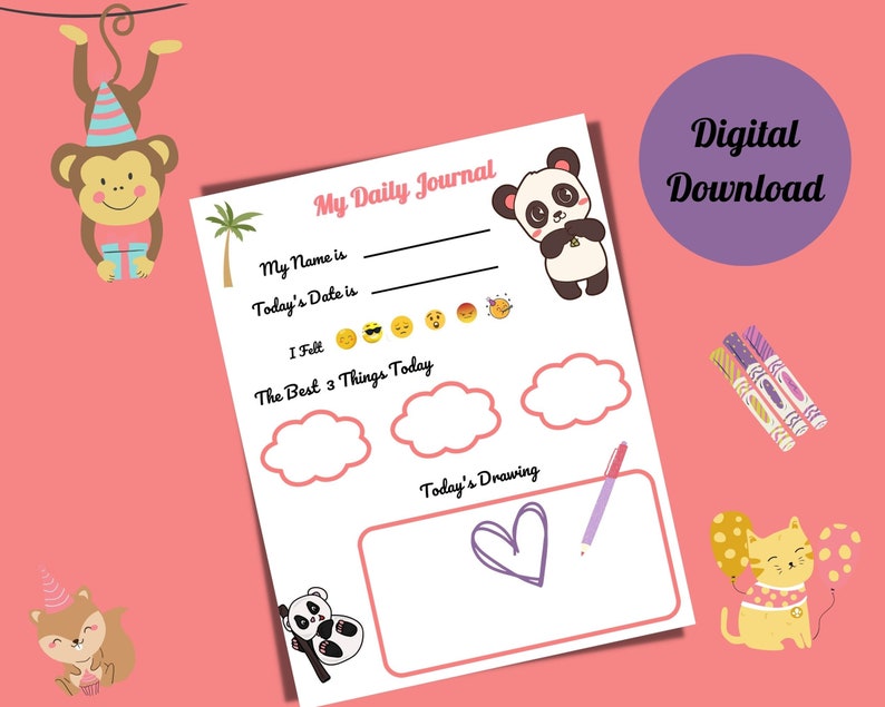 Kids Daily Journal Printable | Journal for Kids | Diary for Children ...