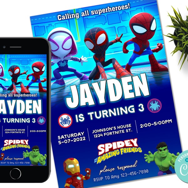 Spidey and His Amazing Friends Birthday Invitation Cards - Etsy