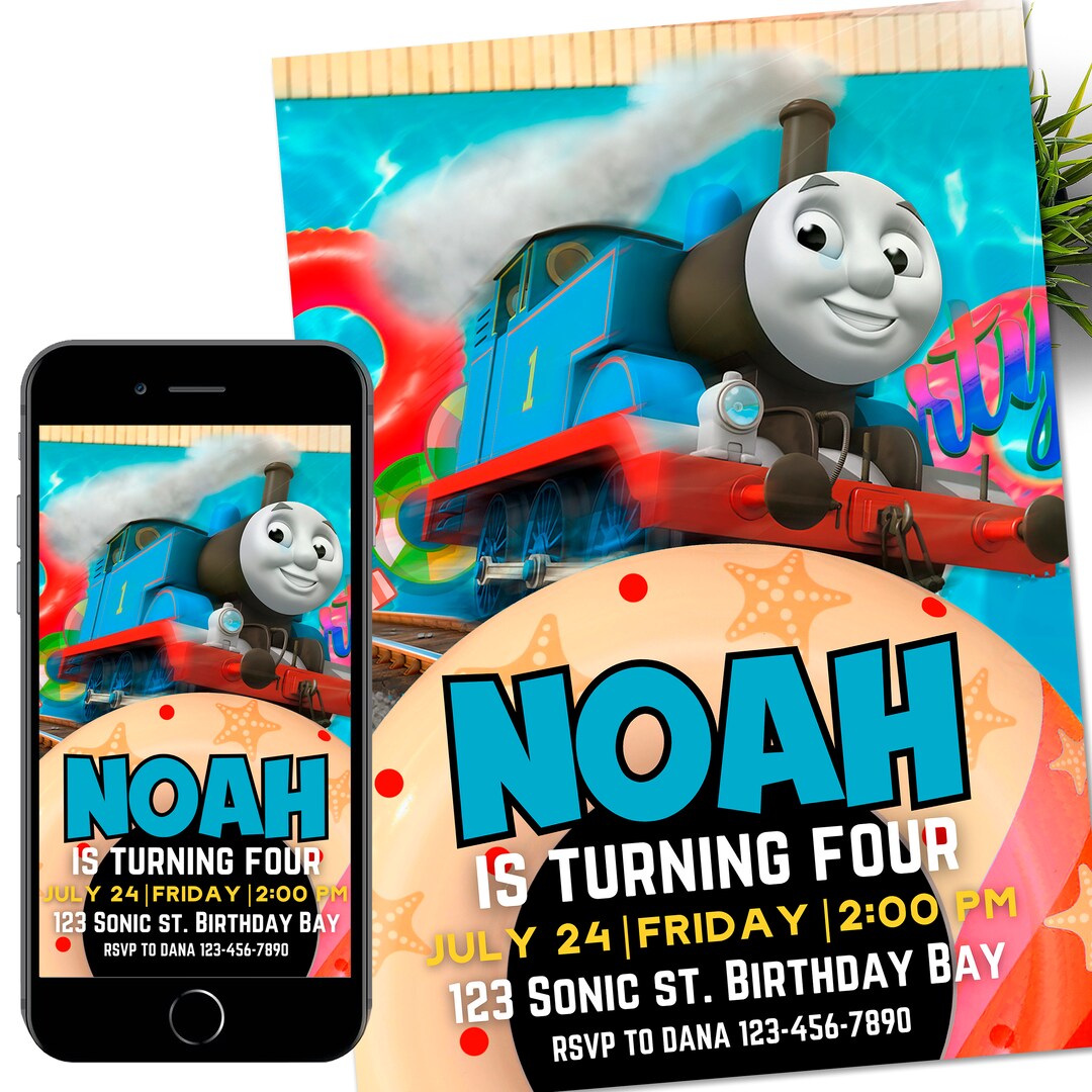 Pool Party Thomas the Train Birthday Invitation | Thomas the Train ...