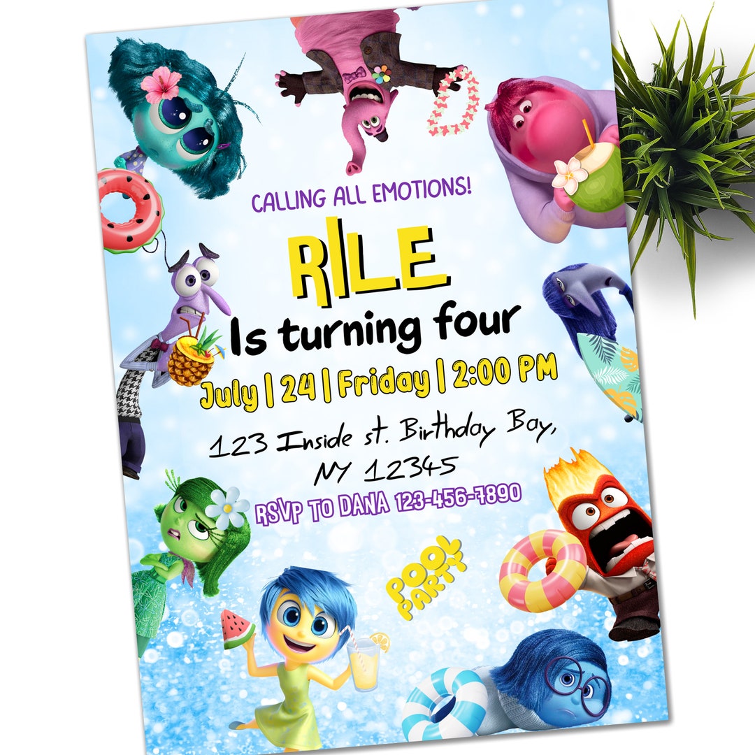 Editable Inside Out Pool Party Birthday Invitation Template, Printable ...
