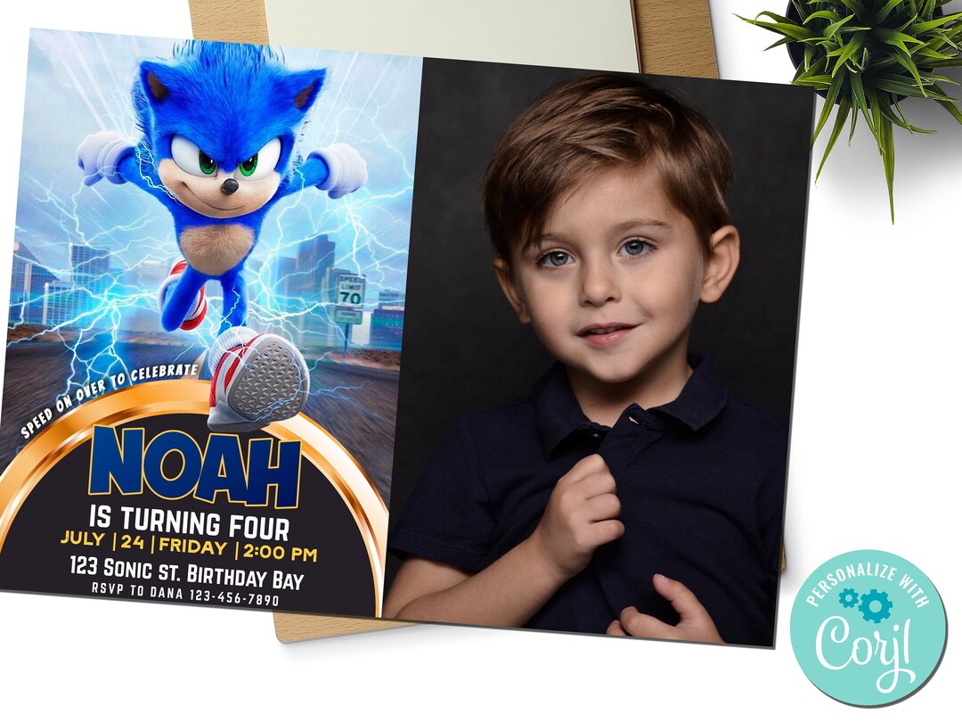Editable Birthday Sonic Add Photo Invitation Super Hedgehog - Etsy