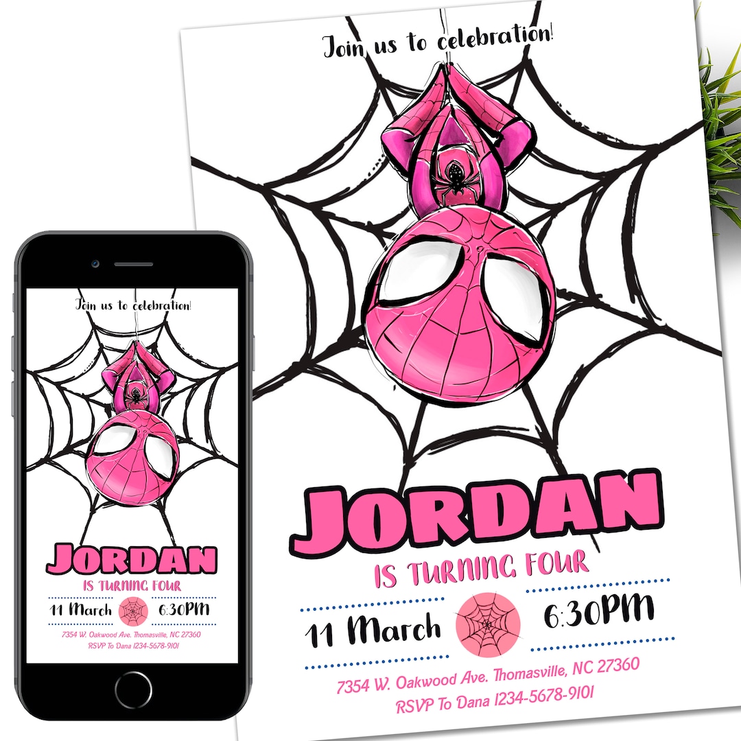Spider Girl Birthday Invitation, Spider-verse Girl Birthday Invite ...
