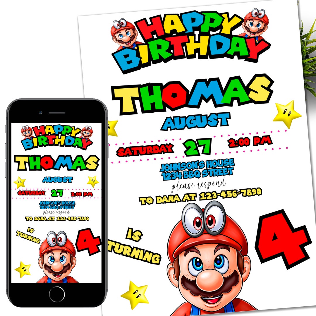 Mario Bros Invitation, Super Mario Birthday Invitation, Super Brothers ...