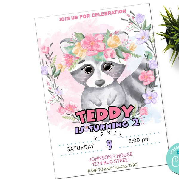 Raccoon Party Invitation - Etsy
