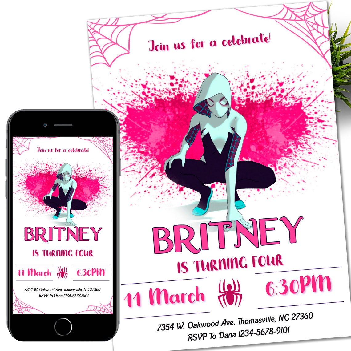 Gwen Birthday Invitation, Spider-verse Girl Birthday Invite, Editable ...