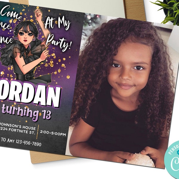 Wednesday Addams Card Birthday Invitation - Etsy