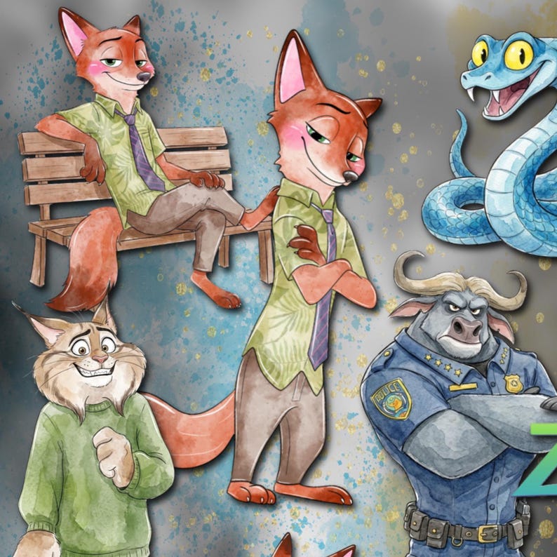 Zootopia 19PNG Cliparts Bundle, Zootopia PNG Cartoon Sublimation ...