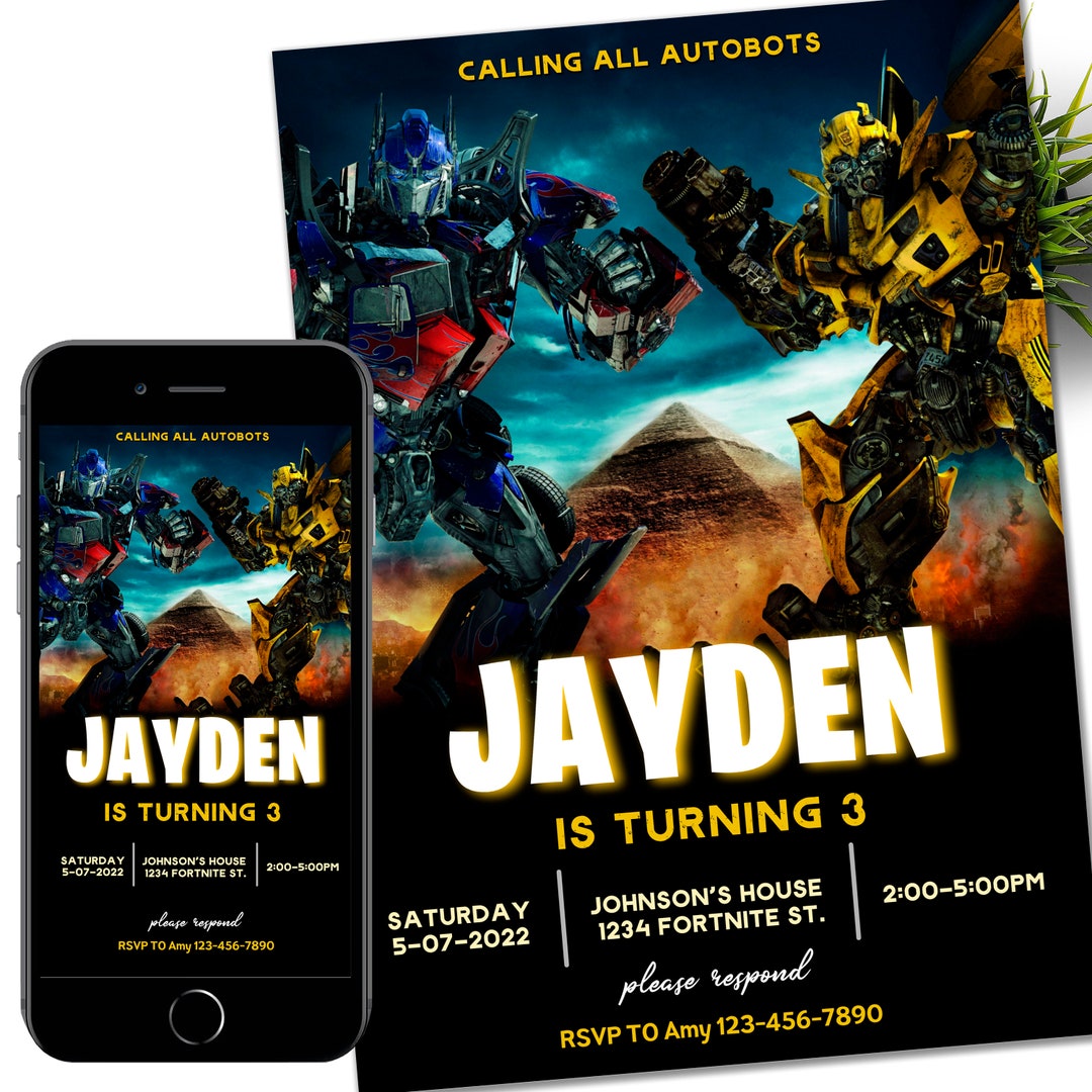 Editable Rescue Bots Transformers Birthday Invitation Template ...