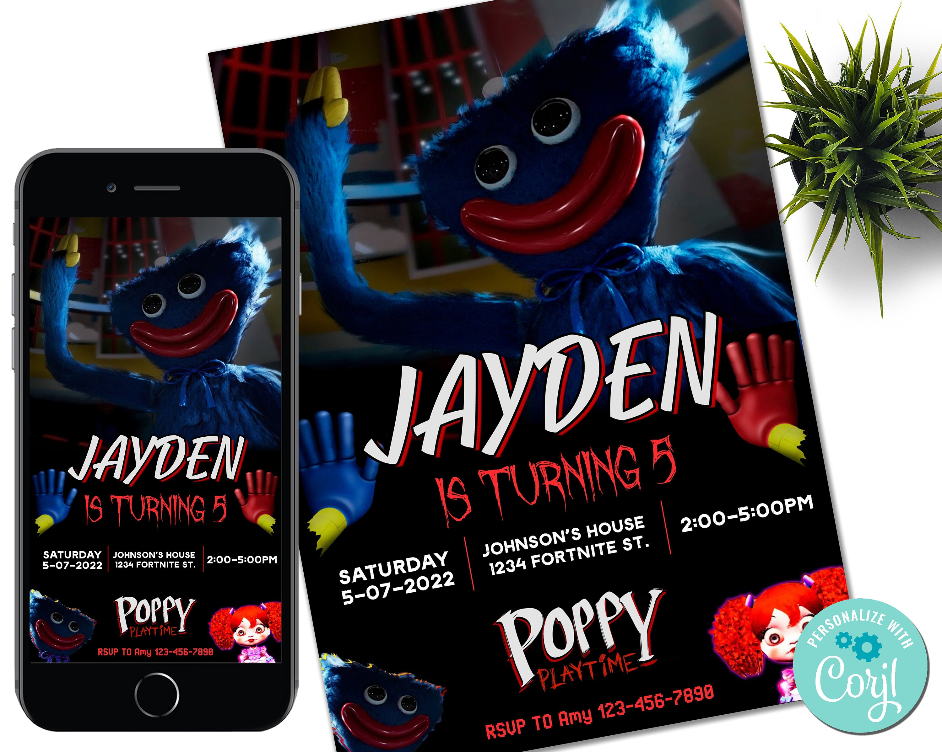 Invitación de Huggy Wuggy invitación de cumpleaños de Huggy - Etsy México