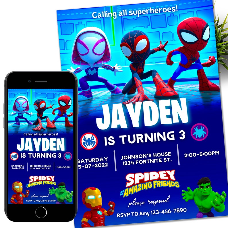 Spidey Invitation His Amazing Friends Birthday Party Invite Spidey ...