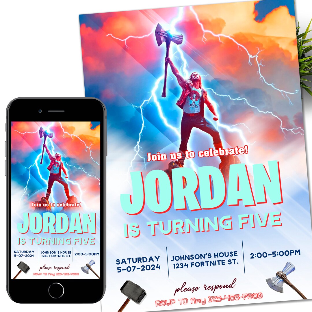 Thor, Thunder, Themed Invitation, Digital Invitation, Customized ...