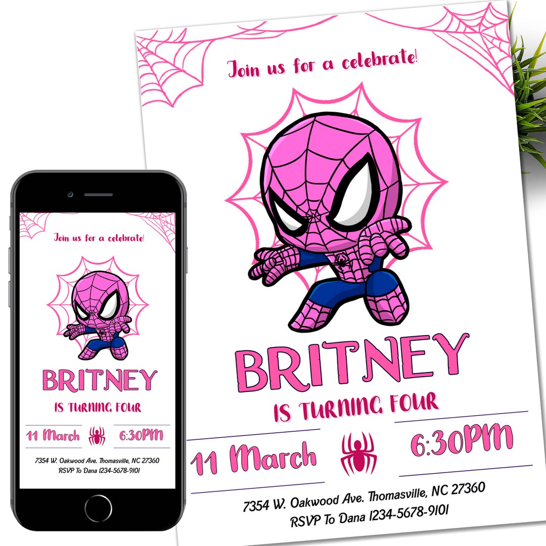 Spider Girl Birthday Invitation, Spider-verse Girl Birthday Invite ...
