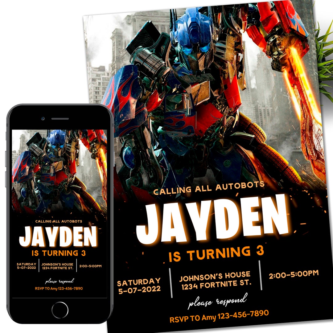 Editable Rescue Bots Transformers Birthday Invitation Template ...