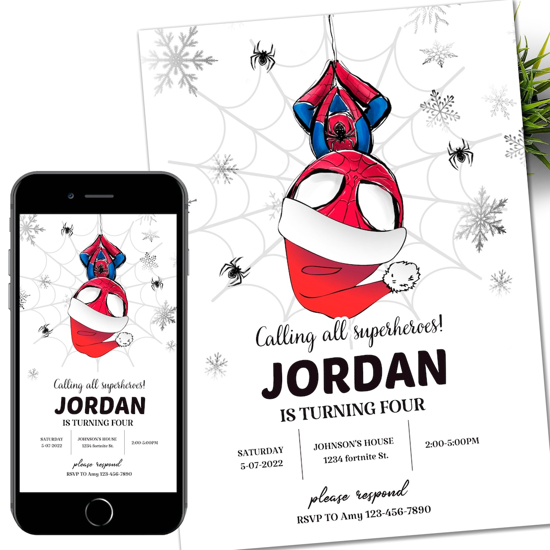 Spider Man Invitation Birthday Party Invite Spidey Birthday Invite Web ...
