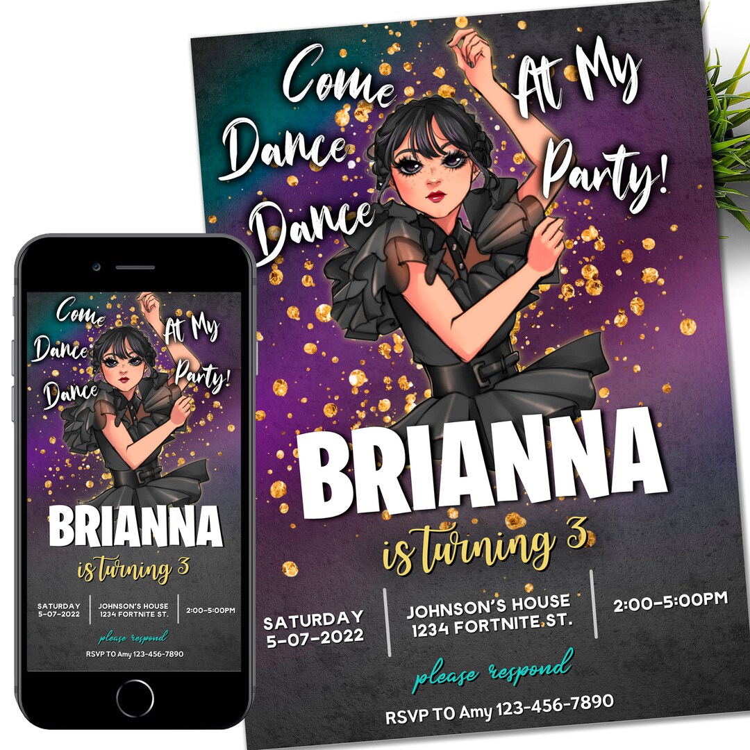 Wednesday Addams Birthday Invitation Template, Wednesday Digital ...