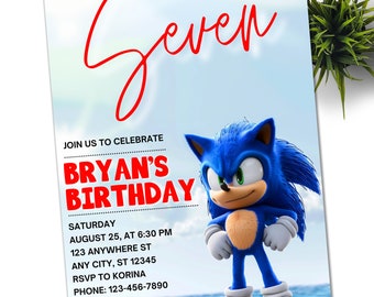 Pool Party Sonic Invitation, Super Hedgehog Kids Party E-invite ...