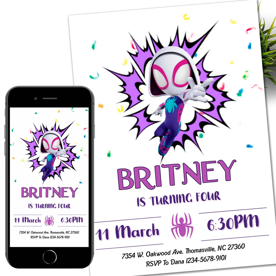 Gwen Birthday Invitation, Spider-verse Girl Birthday Invite, Editable ...