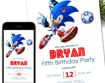 Sonic Video Invitation, Super Hedgehog Kids Party E-invite, Hedgehog ...