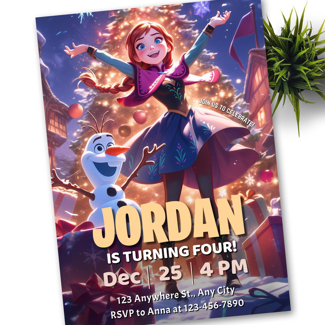 FROZEN Invitation Anna Elsa Olaf Birthday Invitation Winter Snow ...